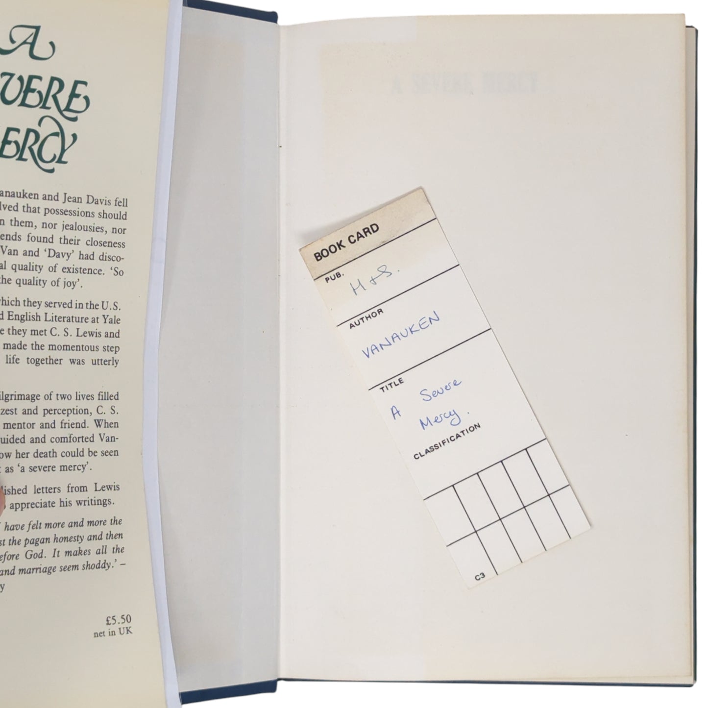 A Severe Mercy, Sheldon Vanauken, Hodder and Stoughton, First Edition ...