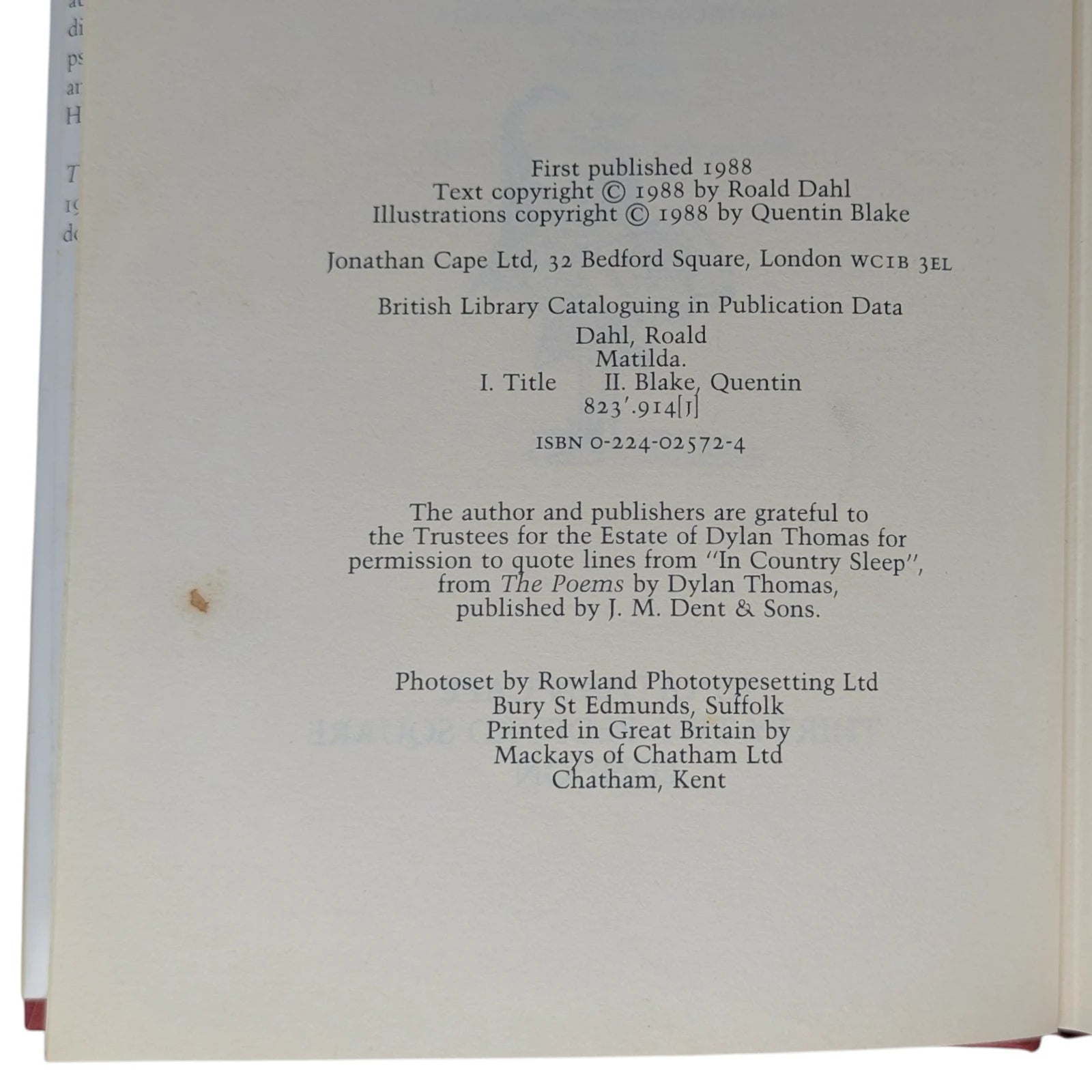 Matilda, Roald Dahl, First Edition 1988, Illustrated by Quentin Blake ...