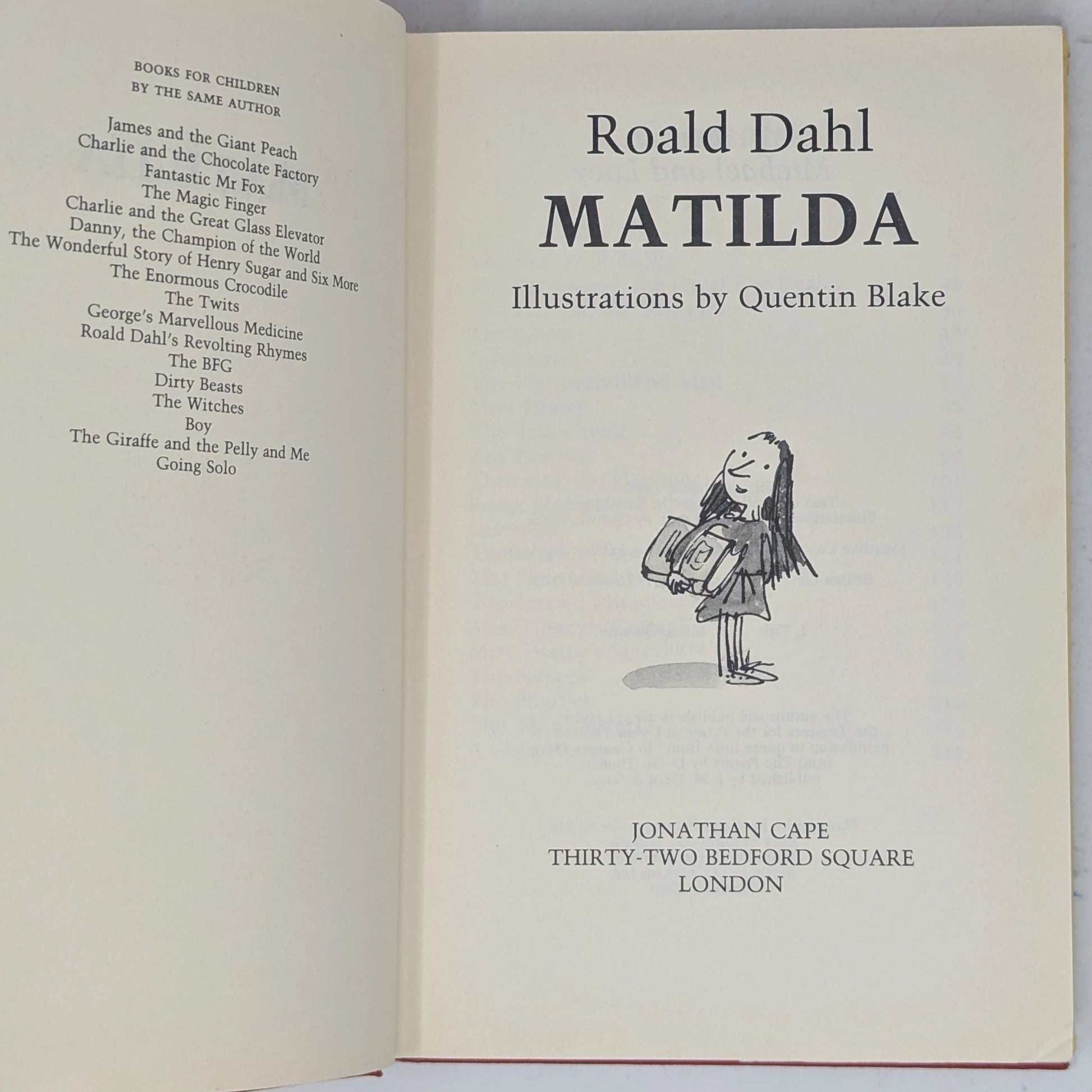 Matilda, Roald Dahl, First Edition 1988, Illustrated by Quentin Blake ...