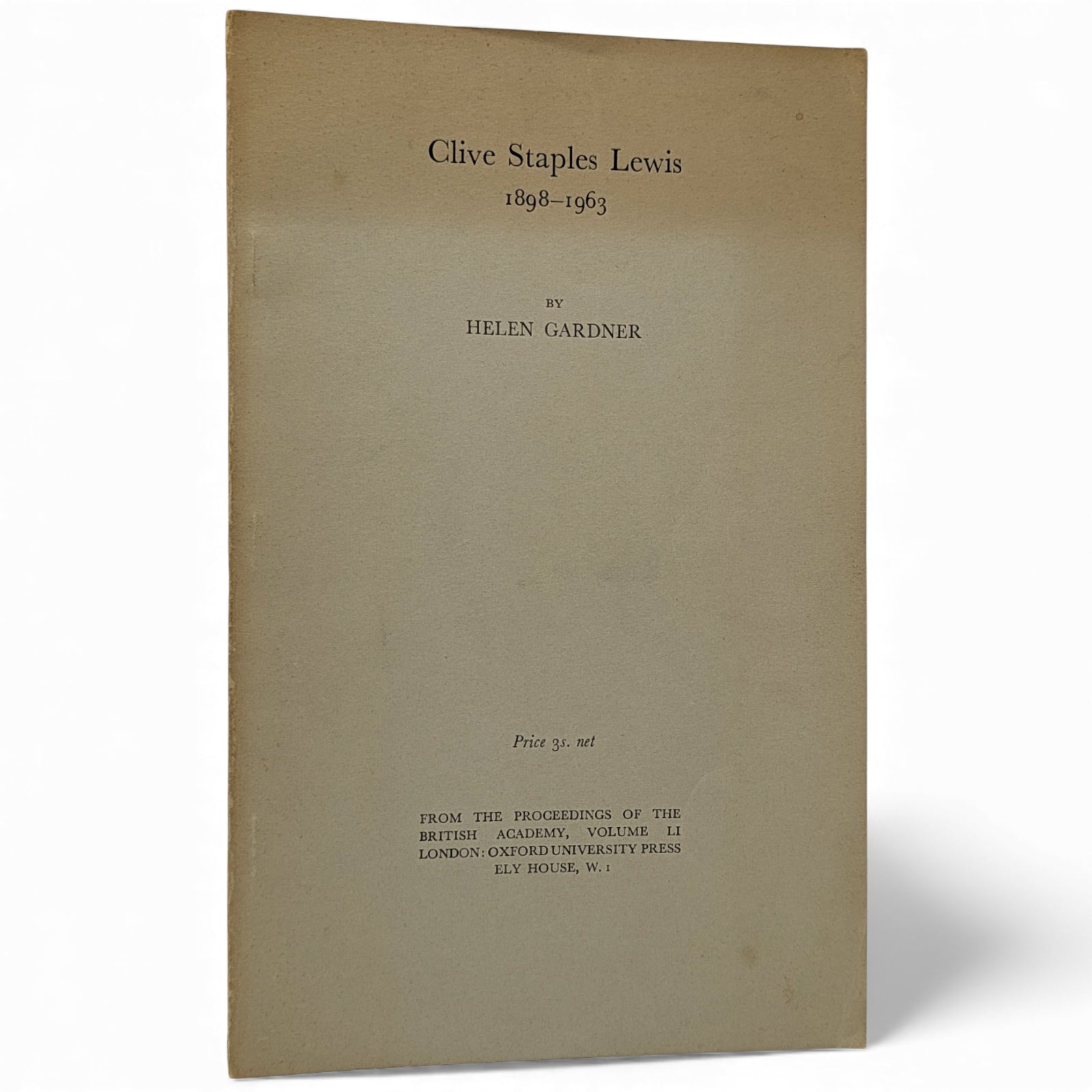 Clive Staples Lewis: 1898-1963, Helen Gardner, 1966 Obituary, First ...