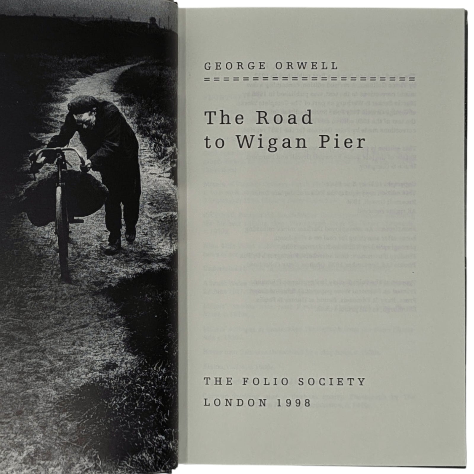 Reportage, George Orwell, Folio Society 1998, The Road to Wigan Pier ...